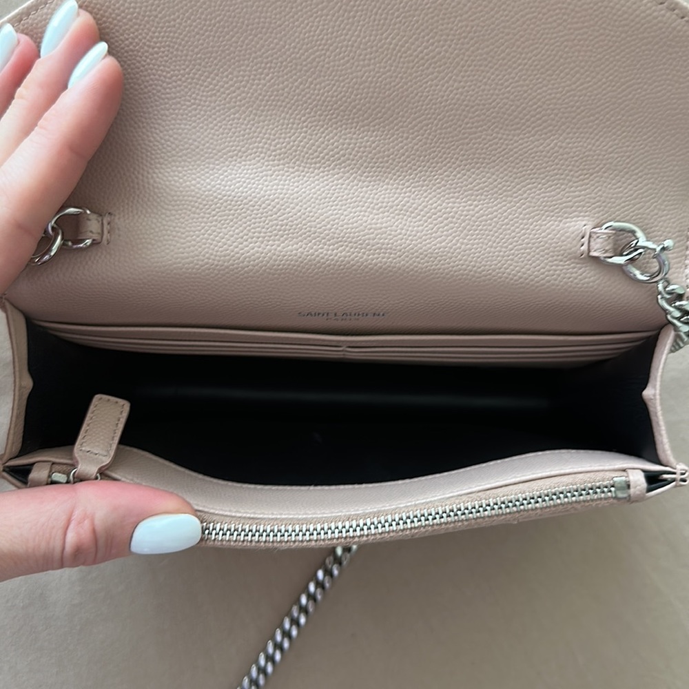 Ysl Pink Quilted Monogram Envelope Chain Wallet Bag - Gem